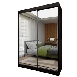 SCHWEBET&Uuml;RENSCHRANK BELLINA 160/216/61 cm 2-t&uuml;rig mit Spiegel Schwarz