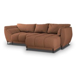 ECKSOFA VESTANO R-S Kupferfarben Boucle-Stoff mit Schlaffunktion