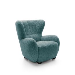 SESSEL MIST, Polstersessel Klassisch Loungesessel, Bucle-Stoff Blau