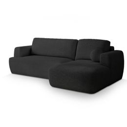 ECKSOFA SENTI N R-S Schwarz Boucle-Stoff mit Schlaffunktion