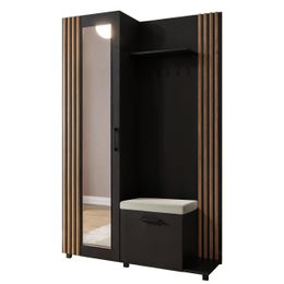 GARDEROBENSCHRANK ARMADIO 137/207/42 cm Modern Garderobe-Set Schwarz