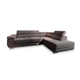ECKSOFA APIRO R-S Braun Kordstoff mit Schlaffunktion