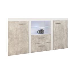 SIDEBOARD RITMO 156x40x82 cm mit 2 Schubladen und 2 T&uuml;ren Wei&szlig;