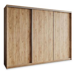 SCHWEBET&Uuml;RENSCHRANK NISSE 250/205/60 cm 3-t&uuml;rig mit Schubladen Craft Eiche Gold