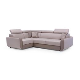 ECKSOFA MIRA Beige Geflochtener Stoff mit Schlaffunktion