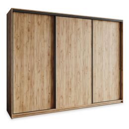 SCHWEBET&Uuml;RENSCHRANK NISSE 250/205/60 cm 3-t&uuml;rig mit Schubladen Craft Eiche Gold