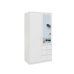 DREHT&Uuml;RENSCHRANK GALIO 100/200/57,5 cm 2-t&uuml;rig mit Spiegel Wei&szlig;