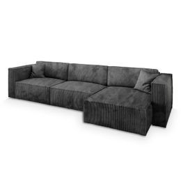 ECKSOFA TOLMO P Graphitfarben Kordstoff mit Schlaffunktion