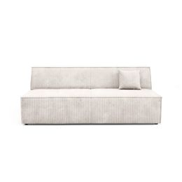 BETTSOFA TESSO Creme Kordstoff mit Schlaffunktion