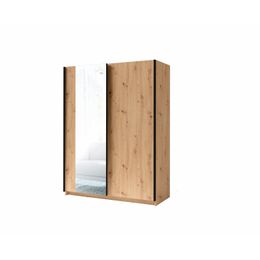 SCHWEBET&Uuml;RENSCHRANK ELRON 150,6/198,5/62cm 2-t&uuml;rig mit Spiegel Eiche Artisan