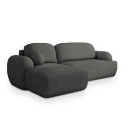 ECKSOFA MODENZA N L-S Grau Boucle-Stoff mit Schlaffunktion