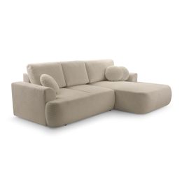 ECKSOFA FILO Beige Boucle-Stoff mit Schlaffunktion