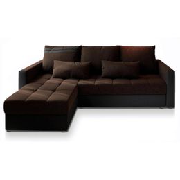 ECKSOFA KOS PIK Braun D&uuml;nner Stoff mit Schlaffunktion