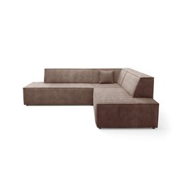 ECKSOFA TESSO II R-S Braun Kordstoff mit Schlaffunktion