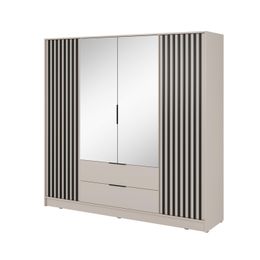 DREHT&Uuml;RENSCHRANK NELIANA 206/200/51 cm 4-t&uuml;rig mit Spiegel Kaschmir