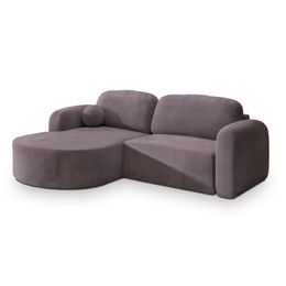 ECKSOFA AMILIA M L-S Lila Velours-Stoff mit Schlaffunktion