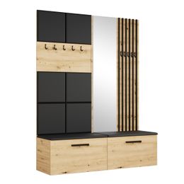 GARDEROBENSCHRANK MODULO 161,2/204/40 cm Modern Garderobe-Set Eiche Artisan