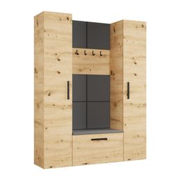 GARDEROBENSCHRANK MODULO 160,6/204/40 cm Modern Garderobe-Set Eiche Artisan