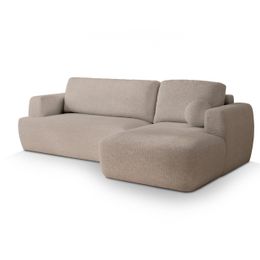 ECKSOFA SENTI N R-S Beige Boucle-Stoff mit Schlaffunktion