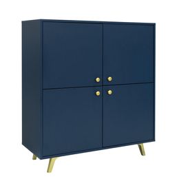 KOMMODE GALIO 140/86/41cm mit Schubladen 4 T&uuml;ren Blau