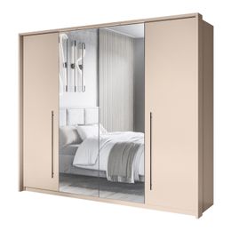 SCHWEBET&Uuml;RENSCHRANK MUNDO 255/219/65 cm 2-t&uuml;rig mit Spiegel Beige