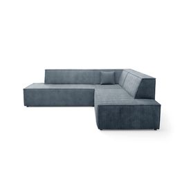 ECKSOFA TESSO II R-S Grau Kordstoff mit Schlaffunktion