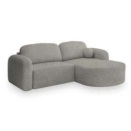 ECKSOFA AMILIA R-S Hellgrau Boucle-Stoff mit Schlaffunktion