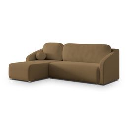 ECKSOFA MARELLO Orange Boucle-Stoff mit Schlaffunktion