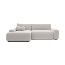 ECKSOFA RUOTA Grau Boucle-Stoff mit Schlaffunktion