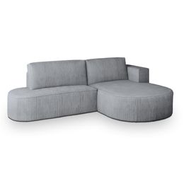 ECKSOFA CORTIO P R-S Hellgrau Kordstoff mit Schlaffunktion