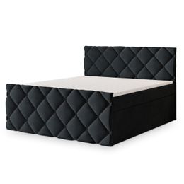BOXBETT ROVARI 140x200 cm mit Matratze und Topper - Schwarz