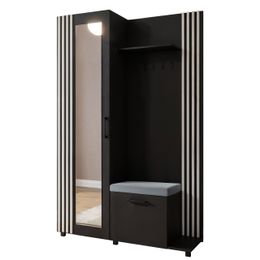 GARDEROBENSCHRANK ARMADIO 137/207/42 cm Modern Garderobe-Set Schwarz