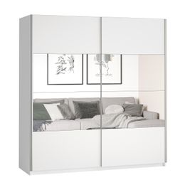 SCHWEBET&Uuml;RENSCHRANK BETTINA 200/210/61 cm 2-t&uuml;rig mit Spiegel Wei&szlig;
