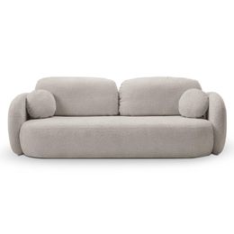 BETTSOFA AMICO Grau Bucle-Stoff mit Schlaffunktion