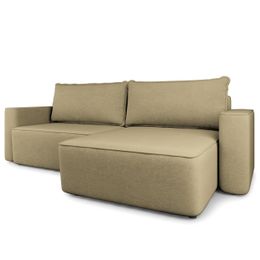 ECKSOFA BELISE CL Currygelb Veloursstoff mit Schlaffunktion
