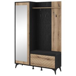 GARDEROBENSCHRANK DIAMANTE 134/197/34 cm Modern Garderobe-Set Schwarz