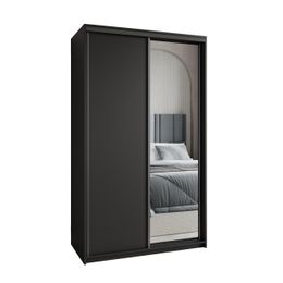 SCHWEBET&Uuml;RENSCHRANK TAVI 120/205/60 cm 2-t&uuml;rig mit Spiegel Schwarz