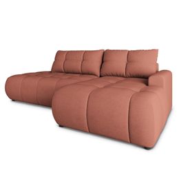 ECKSOFA FLUMA CL R-S Koralle Samtstoff mit Schlaffunktion