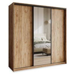 SCHWEBET&Uuml;RENSCHRANK TAVI 200/205/60 cm 3-t&uuml;rig mit Spiegel Orange