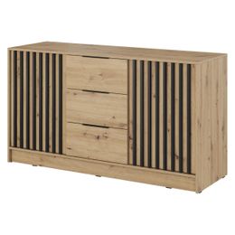 SIDEBOARD NELIANA 155/86/45 cm mit 3 Schubladen 2 T&uuml;ren Eiche Artisan