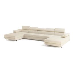 WOHNLANDSCHAFT VIVENTE Creme Boucle-Stoff mit Schlaffunktion