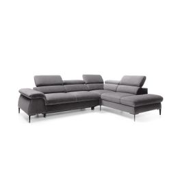 ECKSOFA MESTO Grau Velours-Stoff mit Schlaffunktion