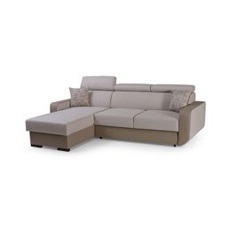 ECKSOFA PALAZZO Beige Geflochtener Stoff mit Schlaffunktion