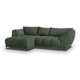 ECKSOFA VESTANO L-S Gr&uuml;n Boucle-Stoff mit Schlaffunktion
