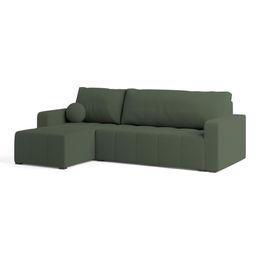 ECKSOFA VOLIRA Gr&uuml;n Boucle-Stoff mit Schlaffunktion