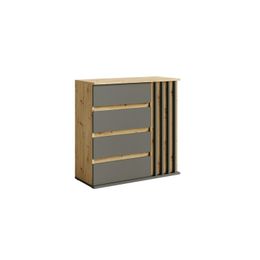 KOMMODE DALIA 80/79,7/34cm mit 4 Schubladen 1 T&uuml;ren Eiche Artisan