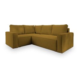 ECKSOFA ESTANO L-S Gelb Kordstoff mit Schlaffunktion
