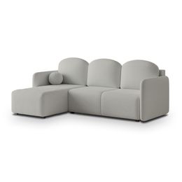 ECKSOFA SUVINO Hellgrau Boucle-Stoff mit Schlaffunktion