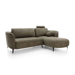 ECKSOFA VICO Gr&uuml;n Velours-Stoff mit Schlaffunktion