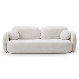 BETTSOFA AMICO Hellgrau Bucle-Stoff mit Schlaffunktion